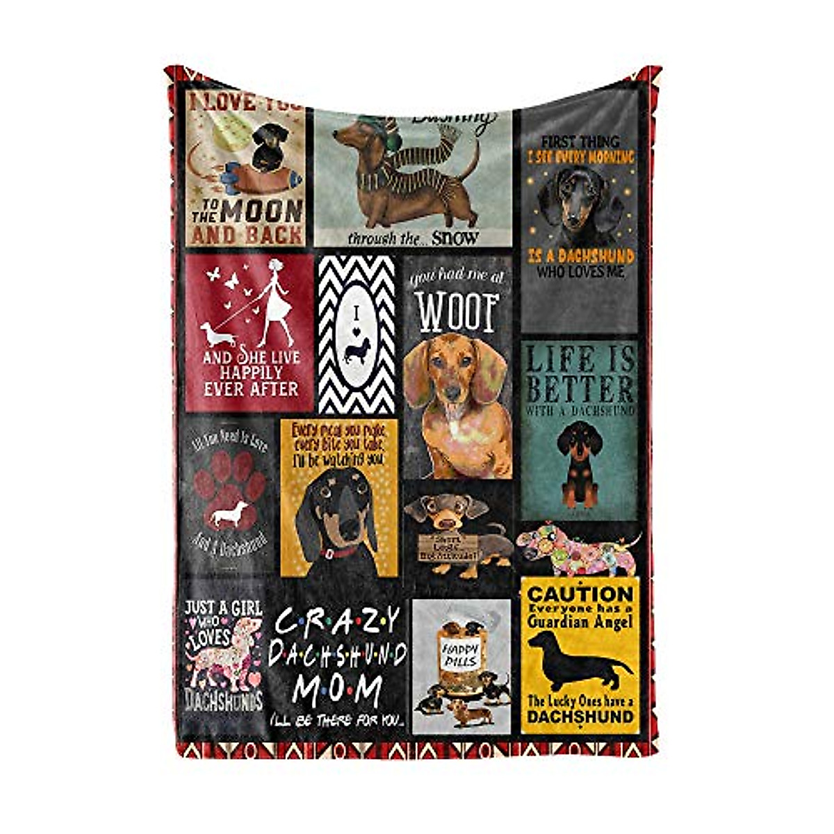 Socira Blankets and Throws Dachshund Dog Flannel Fleece Blankets for Men Women Cozy Warm Fuzzy Sofa Blanket for Couch Office Outdoors Large Bed Blanket Christmas New Year Birthday Gifts 50"x40"