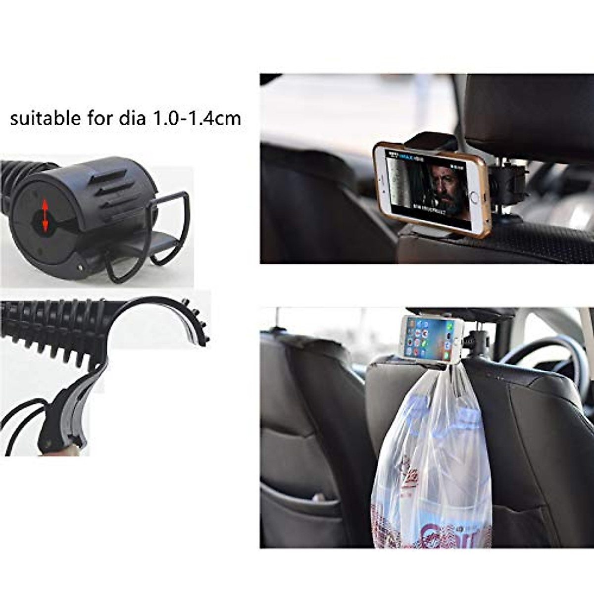 nyatek Headrest Phone Holder, Universal Car Back Seat Headrest Phone Mount Holder Stand Bracket for iPhone X XR 7 6