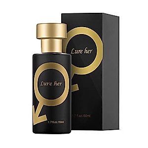 PONPRNGY Golden_Lure_Her Perfume - Lure_Her_Perfume for Men, Lure Her Cologne For Men, Lunex Phero Perfume, Romantic Glitter Perfume Spray for Women Men, Long Lasting Fragrance, 1.0 centiliters