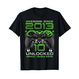 Level 10 Unlocked Awesome Since 2013 10th Birthday Gaming T-Shirt