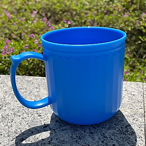 AOYITE Plastic Coffee Cups with Handles - Unbreakable BPA Free Coffee Mugs 13 oz set of 4 - Reusable Dishwasher Safe Hard Drinking Cups for Kids Kitchen Outdoor (Thick Wall)