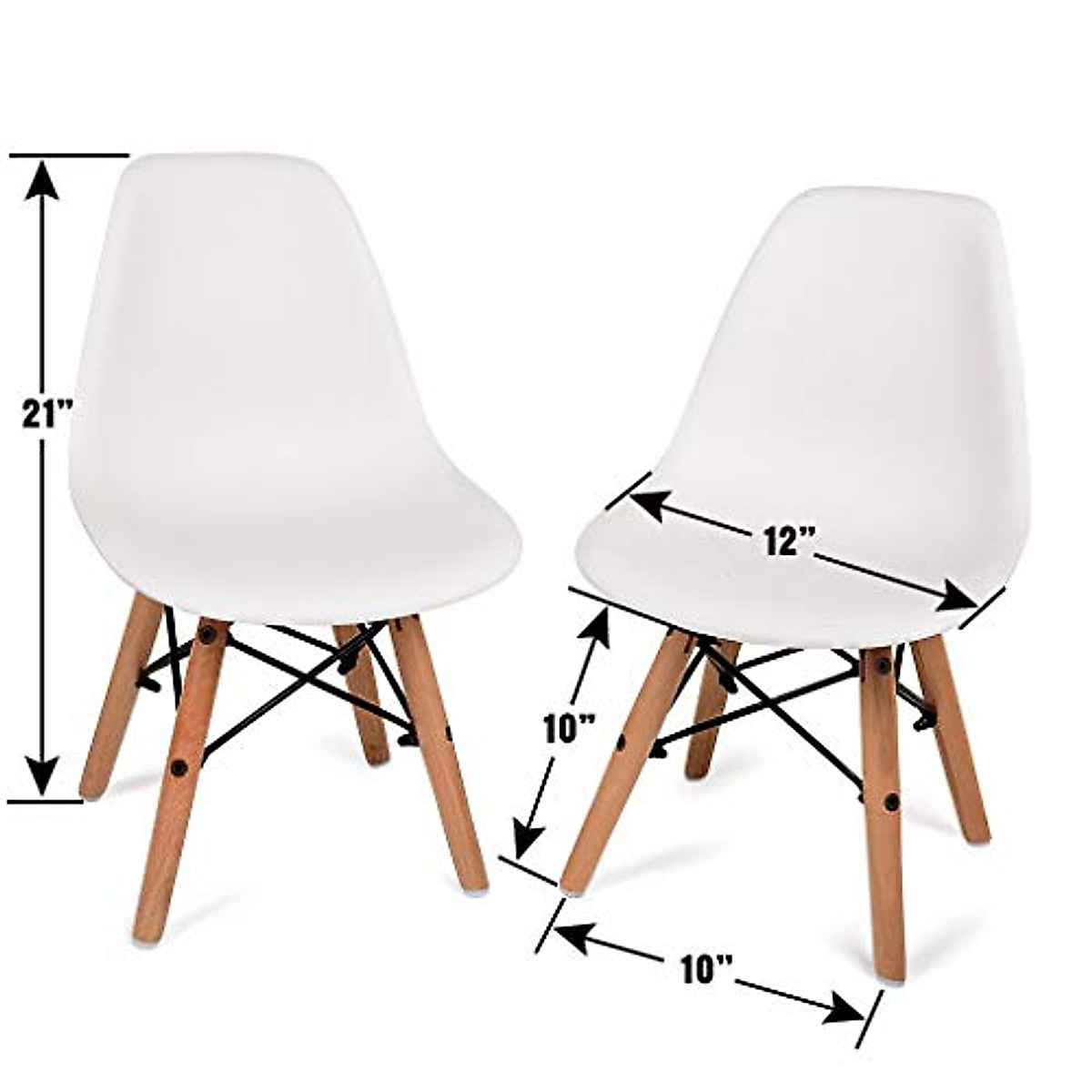 UrbanMod Kids Mid Century Style Furniture, Modern White Table Set, Round Table with Two (2) ABS Easy-Clean Chairs Highest Strength Capacity (330lbs) - Safer Chair Height