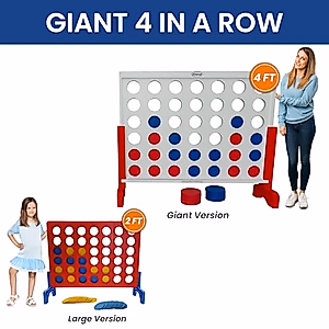 Bolaball Giant 4 in a Row Outdoor Wooden Game with Travel Bag, Extra Large Family Fun Lawn & Yard Games, Jumbo Game for Adults & Kids (Tabletop - Pack of 1)