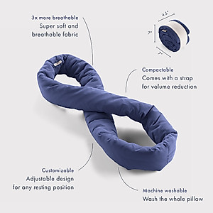 Huzi Infinity Pillow Mini - Kids Travel Neck Pillow - Machine Washable - Home Travel Flight Road Car Train Trips (Navy)