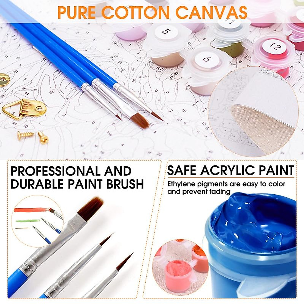 Diymood Paint by Numbers for Adults Lion, DIY Oil Painting Moon Acrylic Paint by Number Kits for Kids Adults Beginner for Home Wall Decor 16x20 inch