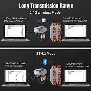 Eyoyo 2D Bluetooth Ring Barcode Scanner,Wearable Wrist Finger Wireless Scanner, Left/Right-Hand Operation,1D QR PDF417 Data Matrix Reader for iPhone, Android, Windows,Mac OS