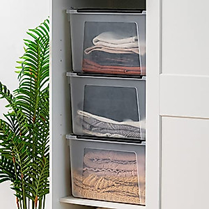 IRIS USA 50.72qt Clear View Wing-lid Plastic Storage Organizing Container Bin, Clear/Black