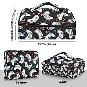 Kcldeci Insulated Thermal Food Carrier Insulated Casserole Carrier for Hot or Cold Food,Game Controller Video Game Insulated Tote Bag for Potluck Cookouts Parties Picnic,Lasagna Lugger