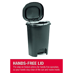 Rubbermaid Classic 13 Gallon Premium Step-On Trash Can with Lid and Stainless-Steel Pedal, Black Waste Bin for Kitchen
