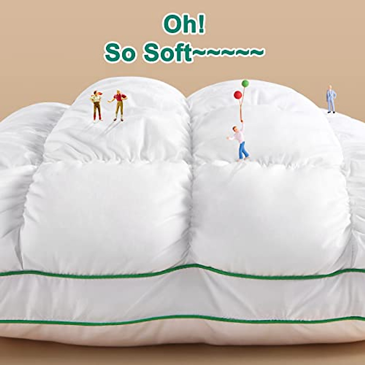 YOUR MOON Fluffy Support Bed Pillow Queen Size, Super Soft Premium Down-Alternative Filling for Sleeping, Luxury Hotel Quality Bed Pillows for Side Sleeper (White)
