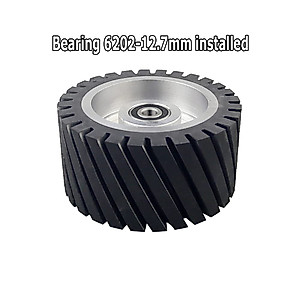 RAMS BRALIN 6"-10" x 3" Serrated 65A Rubber Contact Wheel with 6202-1/2 Bearings Belt Grinder Replacement Parts (10 x 3 inch)
