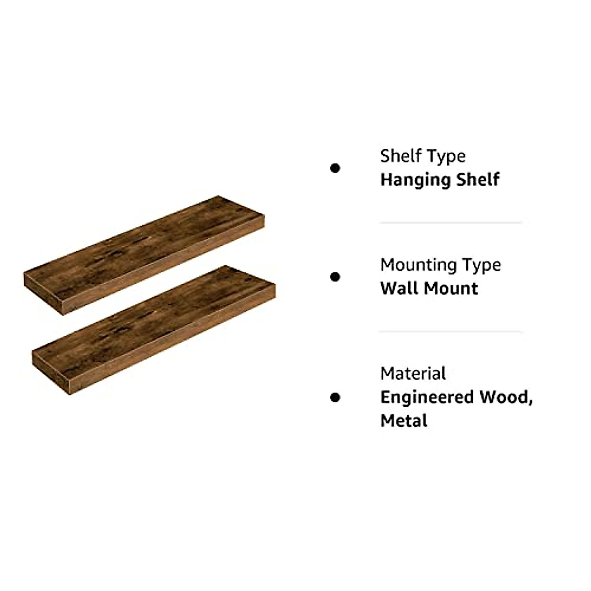 ALLOSWELL Floating Shelves, Decorative Wall Shelf Set of 2, 31.5 inch, Long Hanging Shelves, Easy to Install, for Kitchen, Living Room, Bathroom, Laundry Room, Rustic Brown FSHR8001S2