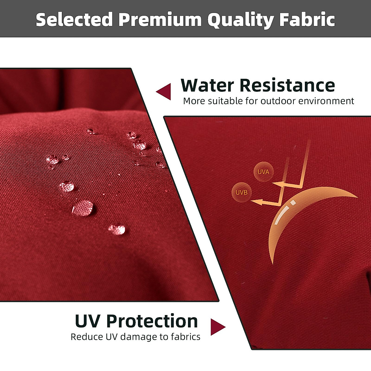 Wadser 2 Pack Seat Cushions Black, Waterproof Wicker Chair Cushions, U-Shape Tufted Chair Pads 19x19 inches for Patio Garden Chairs