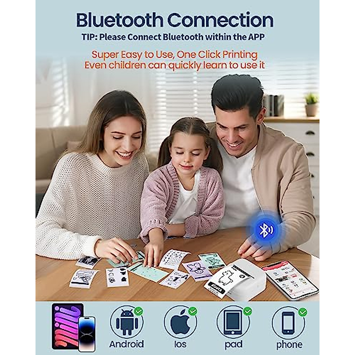 memolife M02L Mini Inkless Sticker Printer - Inkless Printer for iOS & Android, Bluetooth Printer with 1 Roll Non-Adhesive Paper, Mini Pocket Printer for DIY Creation, Study Notes, Mini Photo Printer