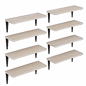 brightmaison BGT Myra 17"x6" Floating Shelves, Wall Bookshelf for Living Room, Kitchen Shelves, Wall Shelves for Bedroom, Floating Shelf for Dining Room & Office Natural Finish Set of 8