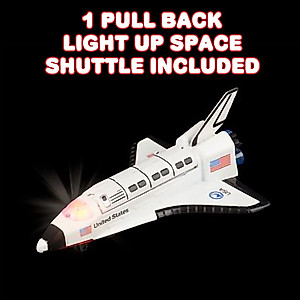ArtCreativity Light Up Space Shuttle Toy, 1PC, Battery Operated Spaceship Toy with LEDs, Sounds, and Pullback Motion, Outer Space Party Decoration, Great Space Gifts for Boys & Girls, 6 Inches