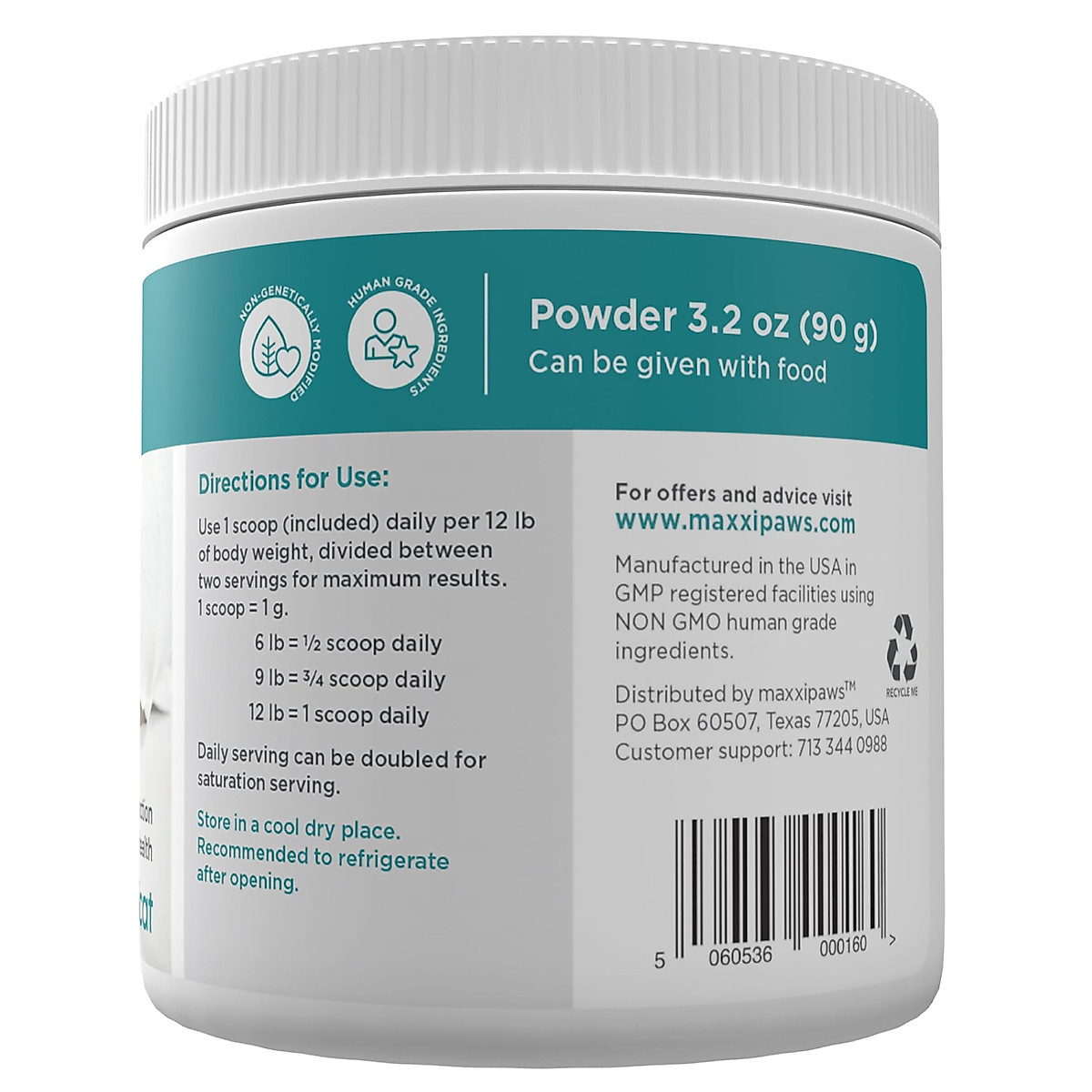 maxxipaws maxxiSAMe Advanced SAM-e Powder Supplement - Liver, Cognitive & Joint Support for Cats, 3.2oz