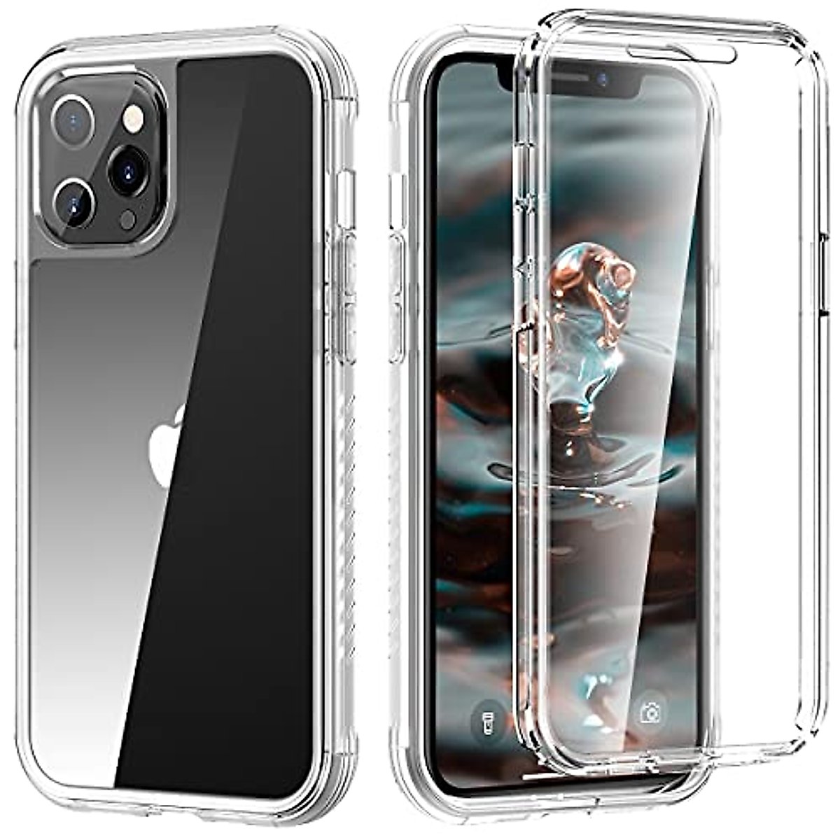 Omio for iPhone 12 Pro Max Case with Built-in Screen Protector 360 Full Body Protective Phone Case for iPhone 12 Pro Max, Heavy Shockproof Anti-Scratch Rugged Case for iPhone 12 Pro Max - Clear.