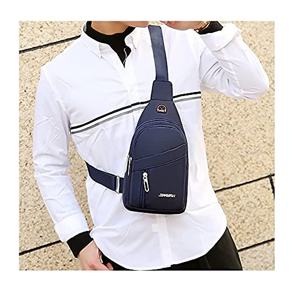 YERCHIC Small Sling Backpack Men Women Wallet Purse Crossbody Chest Bag with Earphone Hole for Travel Outdoor Sports Casual Daypack (Blue)