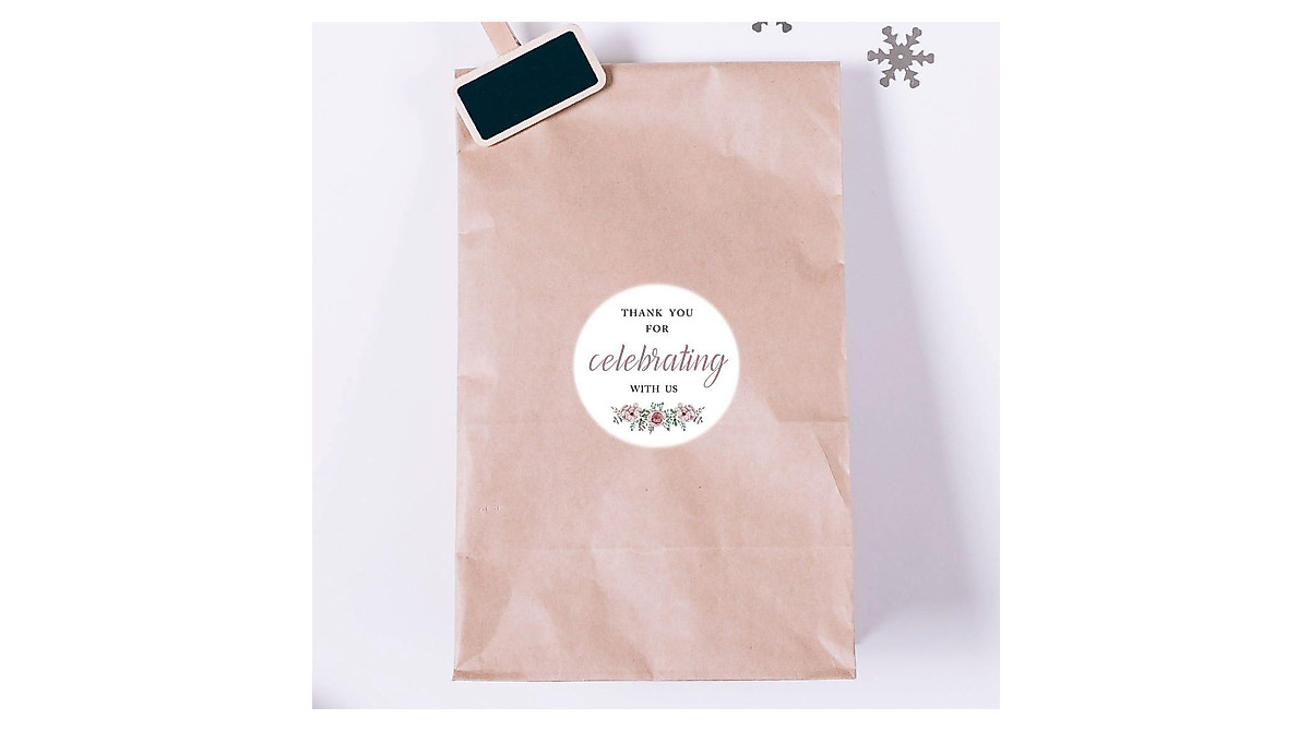 40-pack 2" white floral thank you for celebrating with us label ...