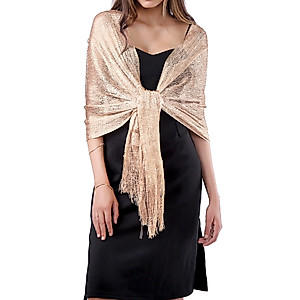 MissShorthair Women's Sparkle Shawls and Wraps for Party Dresses 01 Champagne Gold