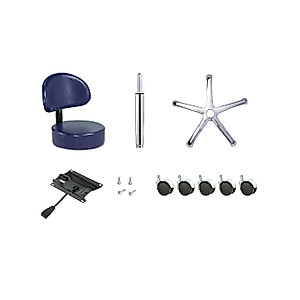 Lilfurni Thick Sturdy Padding with Wheels and Back Support,Swivel Rolling Stool Round Chair,Adjustable Stool for Doctor,Medical,Massage Salon,Office(Blue