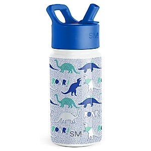 Simple Modern Kids Water Bottle with Straw Lid | Insulated Stainless Steel Reusable Tumbler for Toddlers, Girls, Boys | Summit Collection | 14oz, Dinosaur Roar