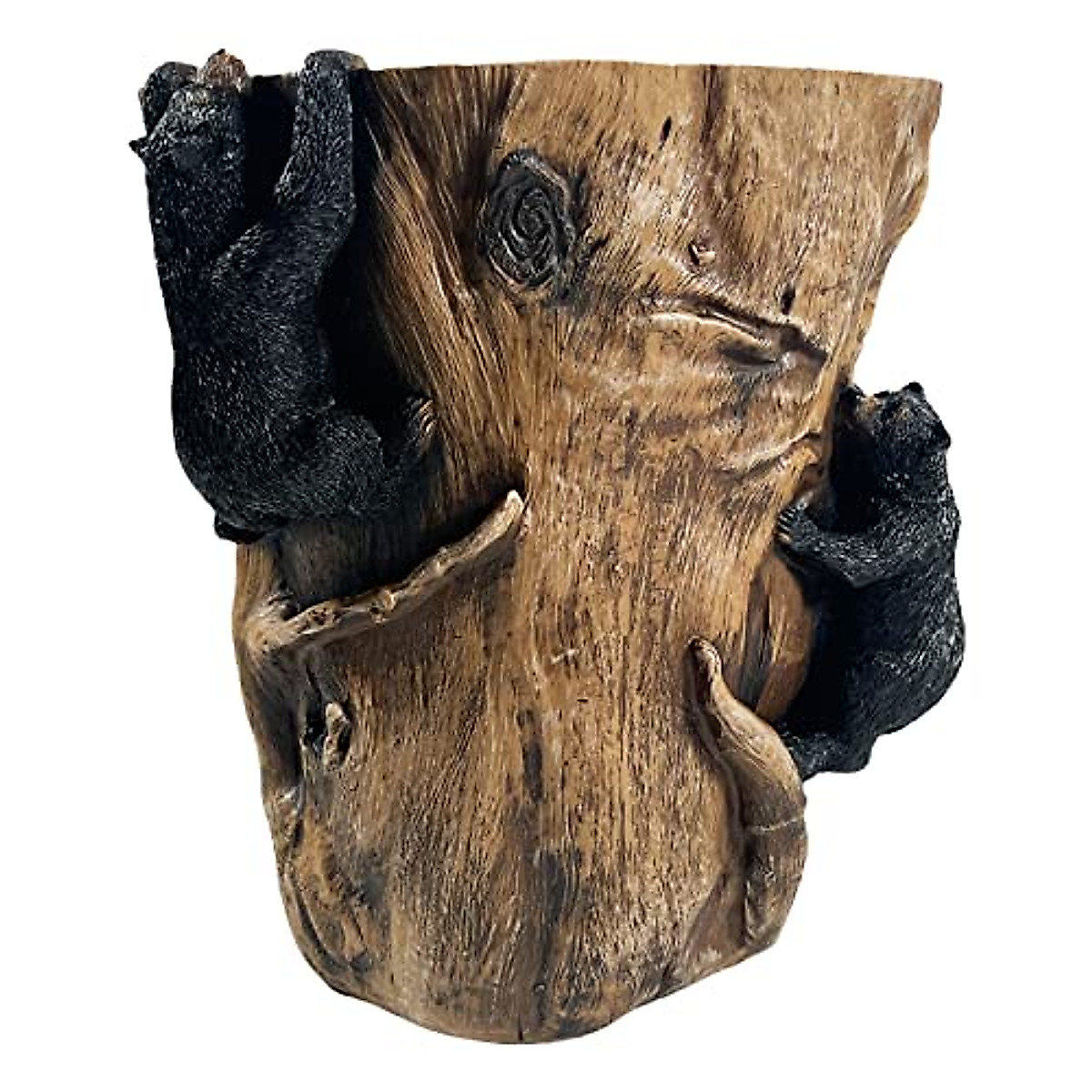 Urbalabs Bear On Log Western Rustic Bathroom Trash Can Office Waste Basket Country Decor Rustic Office Garbage Can Cowboy Gun Decor Bathroom Decor Man Cave Western Waste