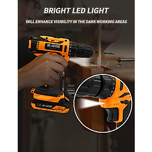 Power Drill Cordless,21V Electric Power Drill Set,18+1 Clutch & Variable Speed,3/8-Inch Keyless Chuck，40NM（355in-Lbs）Max Torque,with a Battery & Charger,and other Accessories