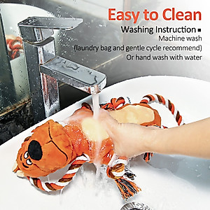 Generic Dog Plush Toy for Small, Medium and Large Dogs, Dog Squeaky Toy to Keep Them Busy, Tough Puppy Chewing Toys with Rope and Crinkle Paper, Relieve Boredom, Brown