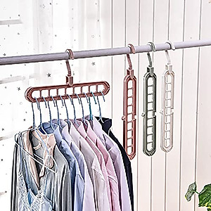 BINBE 6 Pcs Magic Space Saving Clothes Hangers with 9 Holes, Closet Organizers and Storage, Multifunctional Closet Organizer for Heavy Clothes Shirts Pants Dresses Coats (6)
