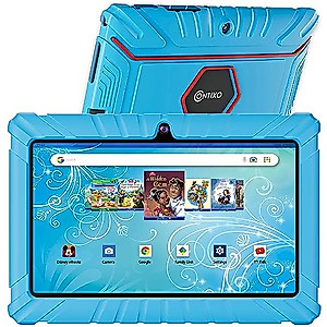Contixo V8-2 7 inch Kids Tablets - Tablet for Kids with 50+ Disney Storybooks & Stickers (Value $200) - Android Tablet 32 GB HD Display Durable Case & Screen Protector, Light Blue