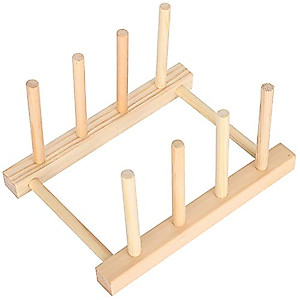 Garosa 3pcs Wooden Dish Rack Plate Rack Stand Pot Lid Holder, Kitchen Cabinet Organizer for Bowl, Cup, Cutting Board, Pot Lid