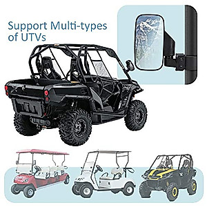 SPAUTO UTV Side Mirrors For 1.6" - 2" Roll Cage Bar, UTV Mirrors Compatible with Kawasaki Mule Yamaha Rhino YZX Pioneer Polaris Shatter-Proof Tempered Glass(Fits Driver and Passenger Side)