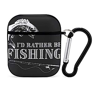 Bass Fishing Design Airpods Case Cover for Apple AirPods 2&1 Cute Airpod Case for Boys Girls Silicone Protective Skin Airpods Accessories with Keychain