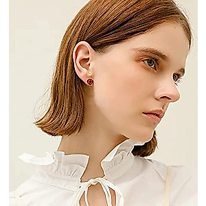 Earrings Girls Black Spot Red stud Silver Bug Earrings for Women