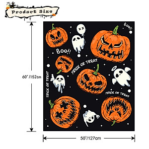 aqtoelca Halloween Teen Throw Blanket Trick or Treat Lightweight Pumpkin Blankets for Couch Sofa Outdoor Fleece Blankets and Throws Halloween Holiday Decorative Blanket 50x60-02
