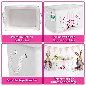 Kazulo Pink Bunny Easter Basket For kids, Rectangle Rabbit Basket, Easter Basket for Girls, Egg Hunt Bag For Boys and Girls,, Kids Easter Basket, Bunny Basket (Pink Bunny)