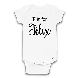 "F" is for Felix Baby Bodysuit, Felix Pregnancy Announcement, Felix Name Bodysuit, Baby Shower Gift, Size 0-3 Months