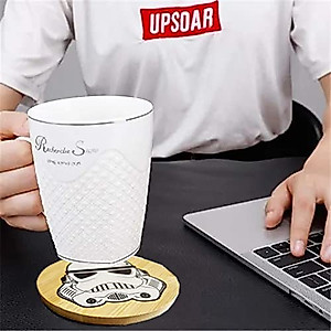 Star war Coasters for Drinks, 6 PCS Funny Coasters Set with Coaster Holder, Bamboo Coasters, Wood Coasters for Coffee Table, Cute Coasters for Home Decor, Star war Merchandise, Star war Gifts (Type A)