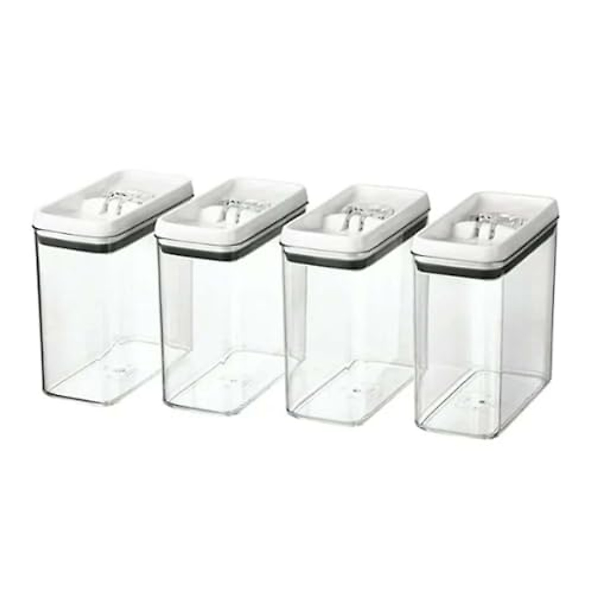 Food Storage Containers, 4 Pack Plastic Kitchen and Pantry Organization Canisters for Cereal, Dry Food, Flour and Sugar, Square Food Storage Container Set, Airtight Lids, 11.5 cups