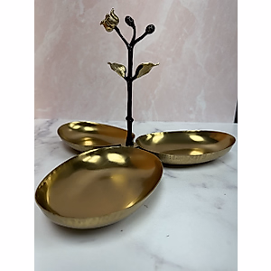 3 Bowl Condiment Server - Decorative Fruit Bowl Salad Popcorn Serving Tray - Home Essentials for Chips, Cereal & Condiments - Small Decorative Bowl - Versatile Kitchen Counter Organizer & Serveware