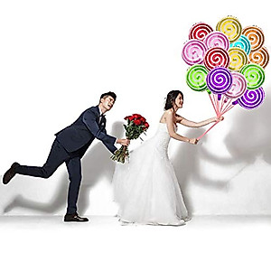 24pcs Sweet Candy Balloons for Birthday Wedding Parties, Including 16pcs Round Lollipop Balloons and 8pcs Candy Lollipop Balloons Aluminum Balloons.