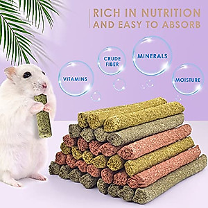 Bissap 36PCS Rabbit Chew Sticks, Mixed Natural Timothy Hay Oat Carrot Bunny Chew Toys and Treats for Rabbits Bunnies Chinchillas Guinea Pigs Hamsters and Other Small Animals Molar Snacks