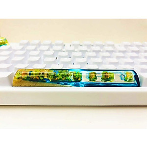 Handmade SA Profile 6.25u Spacebar Backlit Resin Keycap 2.25x Enter R1/ESC Translucent Keyset Hawaii Beach Switch for Cherry RGB MX Mechanical Gaming Keyboards (6.25u Spacebar(1 pcs))