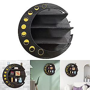 ＫＬＫＣＭＳ Moon Hanging Shelf Wall Mounted Storage Floating Shelves for Bedroom Plants , Black