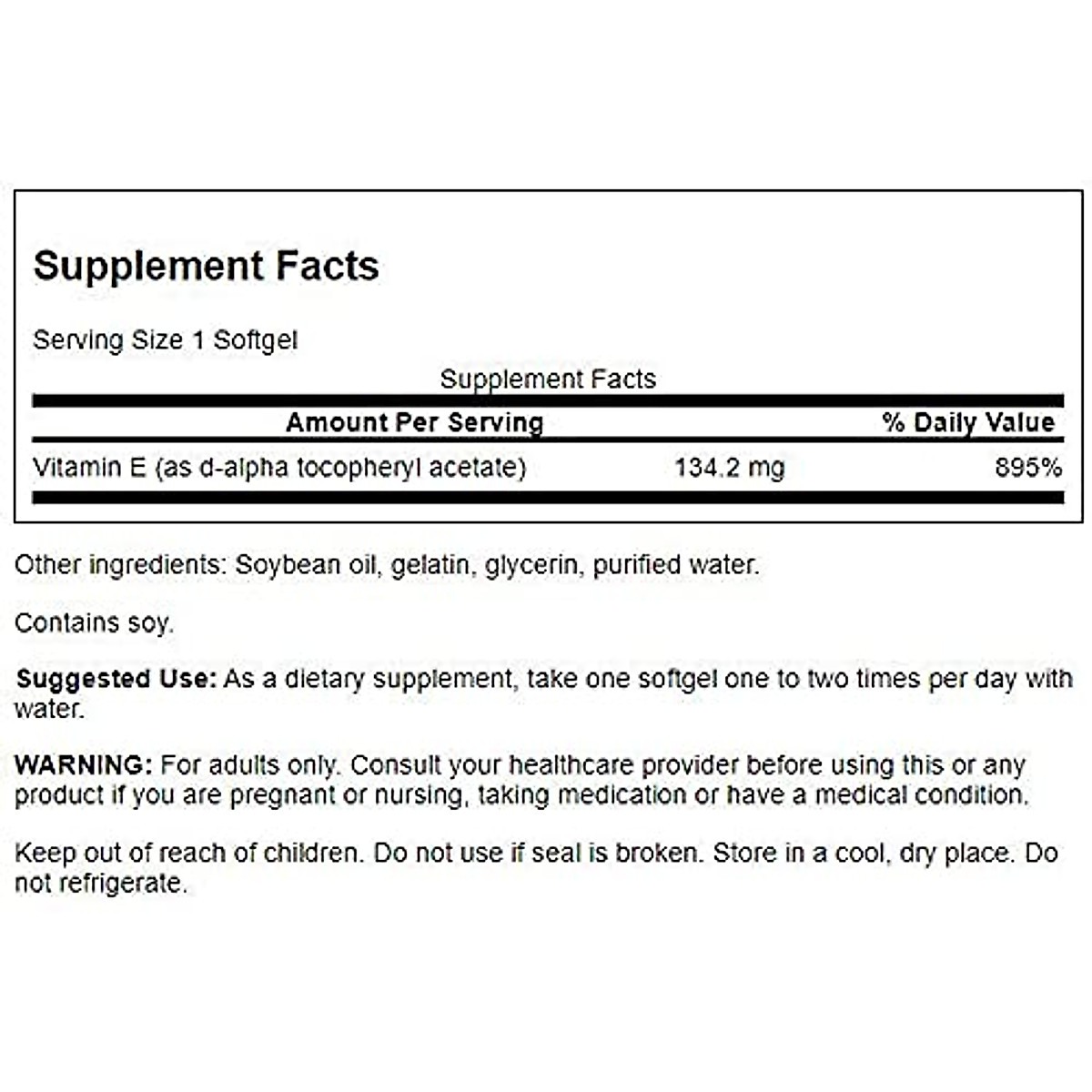 Swanson Natural Vitamin E - Natural Supplement Supporting Heart Health & Tissue Protection - Essential Nutrient Promoting Overall Health & Wellness 200 Iu (134.2 Milligrams) 250 Sgels