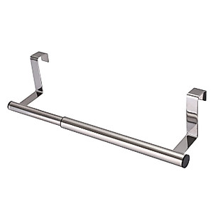 LIFKOME 3pcs Telescopic Towel Rack Cabinet Door Towel Holder Kitchen Towel Hook Kitchen Towel Shelf Versatile Towel Holder Hanging on Cabinet Bar Rack Metal Stainless Steel No Punching