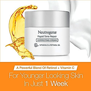 Neutrogena Rapid Tone Repair Retinol + Vitamin C Correcting Cream, Tone Evening Face & Neck Cream with Vitamin C, Retinol & Hyaluronic Acid for Dark Spots, Fine Lines & Wrinkles, 1.7 oz