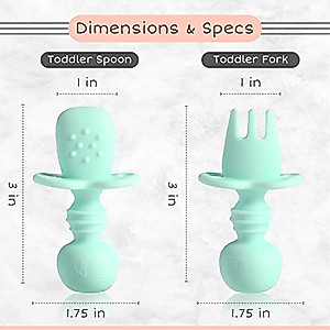 Mia Li Toddler Utensils Set - First Training Self Feed Silicone Baby Utensils - Bpa Free Anti-Choke Baby Spoon and Toddler Fork Utensils Set -100% Food Grade Toddler Spoons and Forks